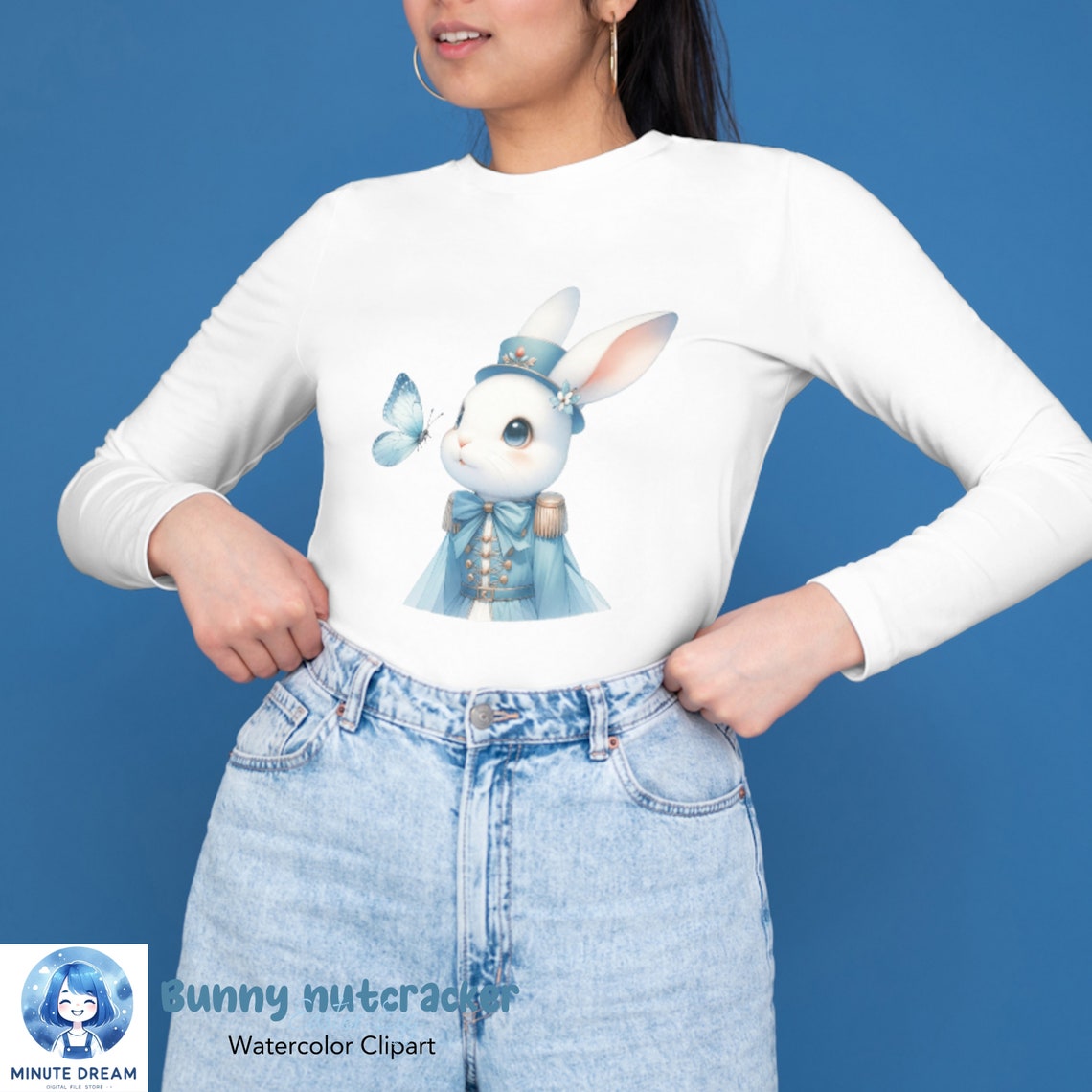 Bunny Nutcracker Clipart, Cute White Bunny, Gift for KID, Watercolor ...