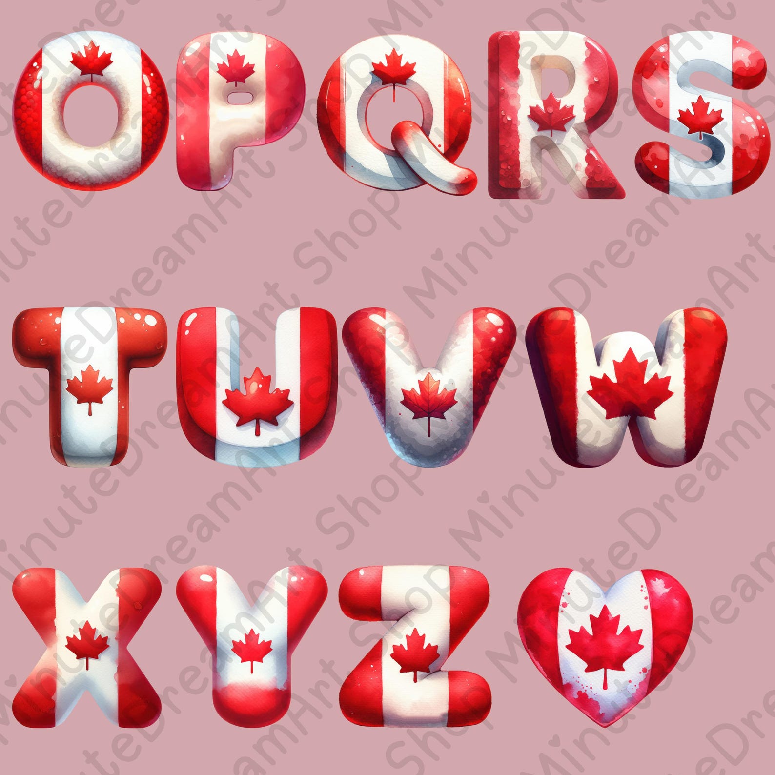 Canada Day Clipart: Maple Leaf Alphabet & Numbers (PNG Digital Download ...