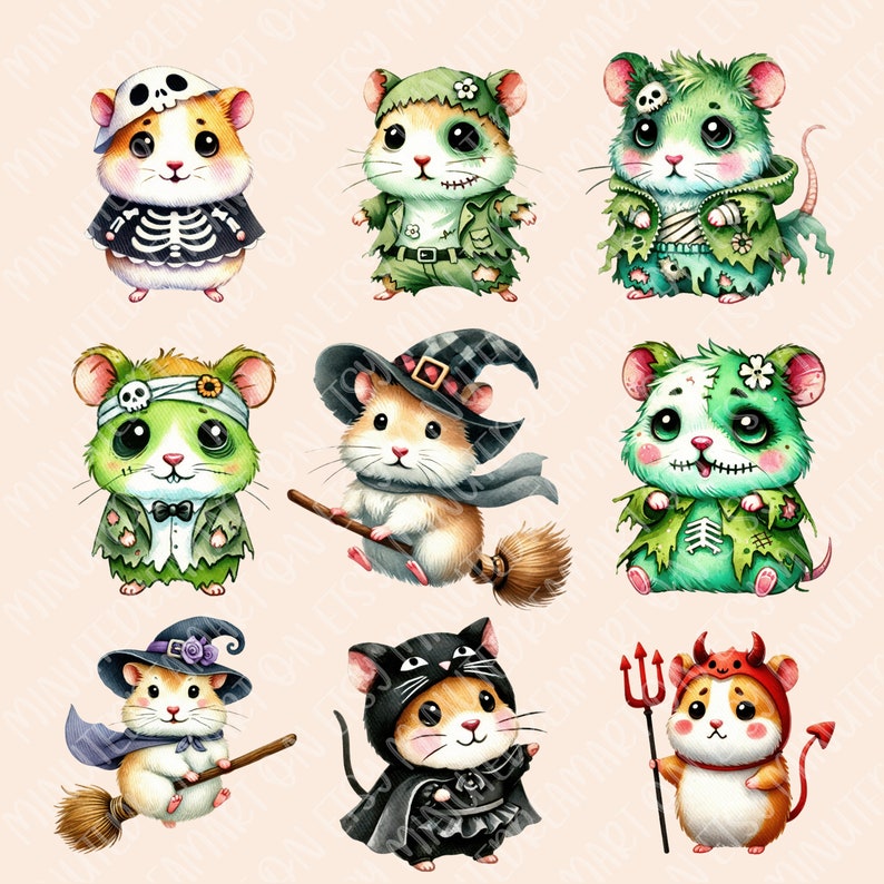 Cute Hamster Clipart, Halloween Png, Animal in Spooky Costumes ...