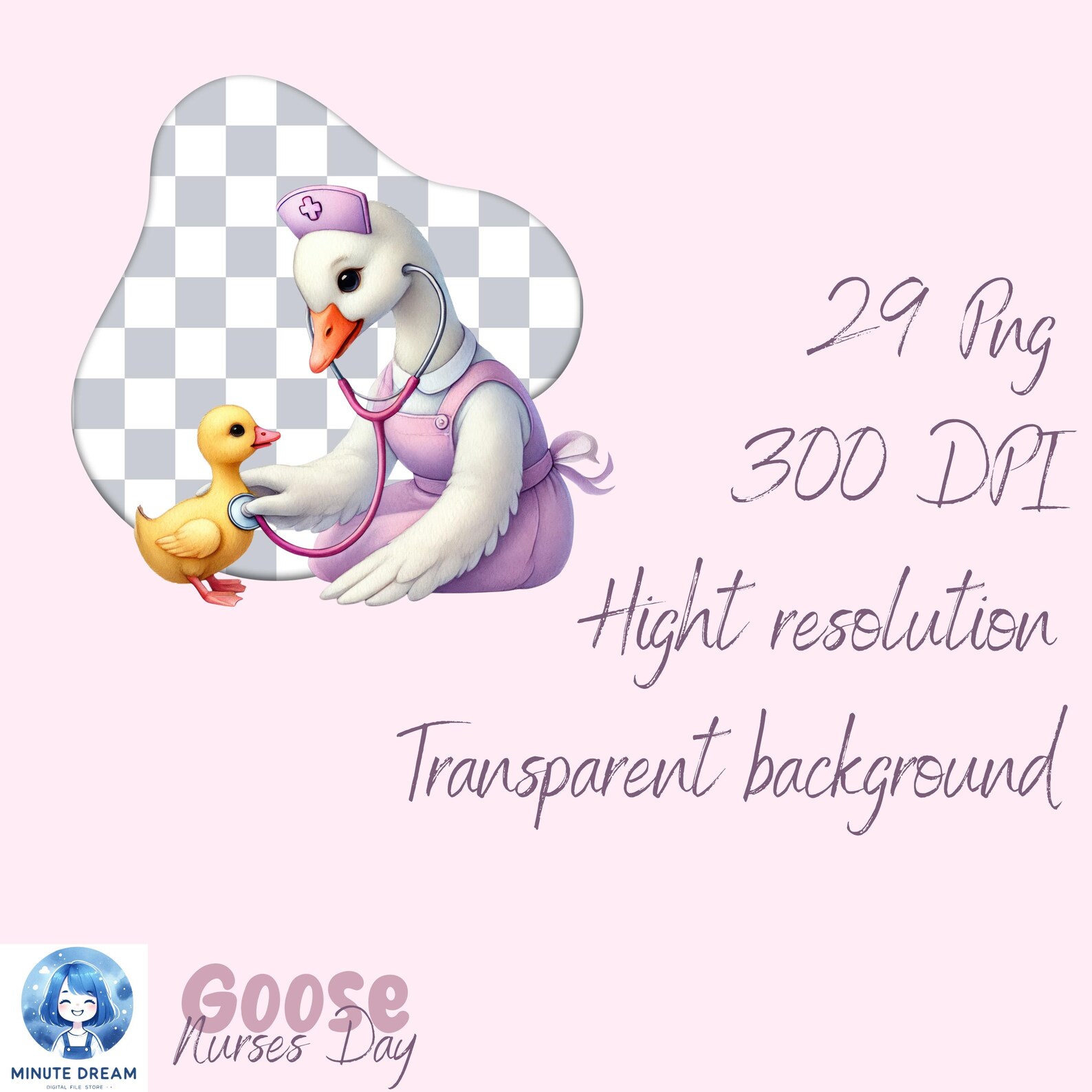 Nurse Goose Clipart: Watercolor Sublimation Designs (PNG) - Etsy