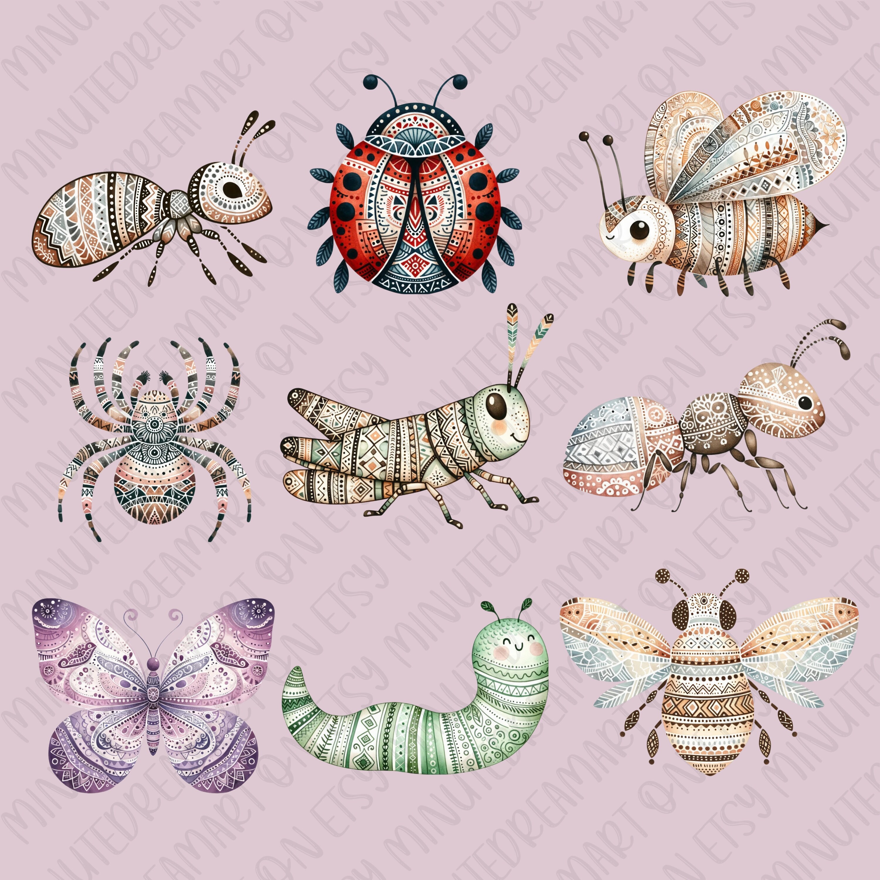 Boho Insect Clipart, Cute Animal Png, Watercolor Printing Sublimation ...