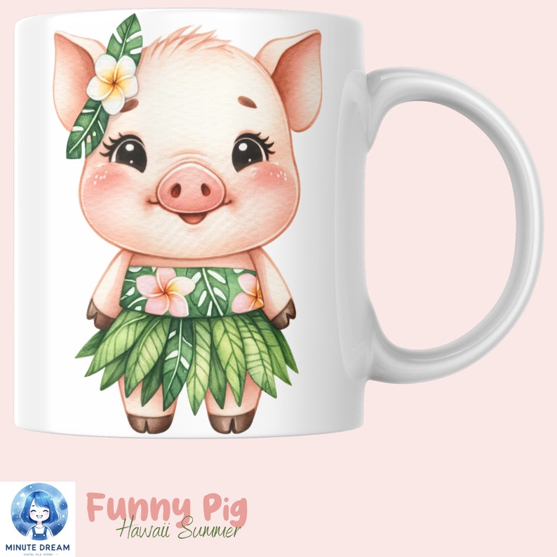 Funny Pig Clipart: Hawaiian Summer Watercolor PNG (32 Files) - Etsy