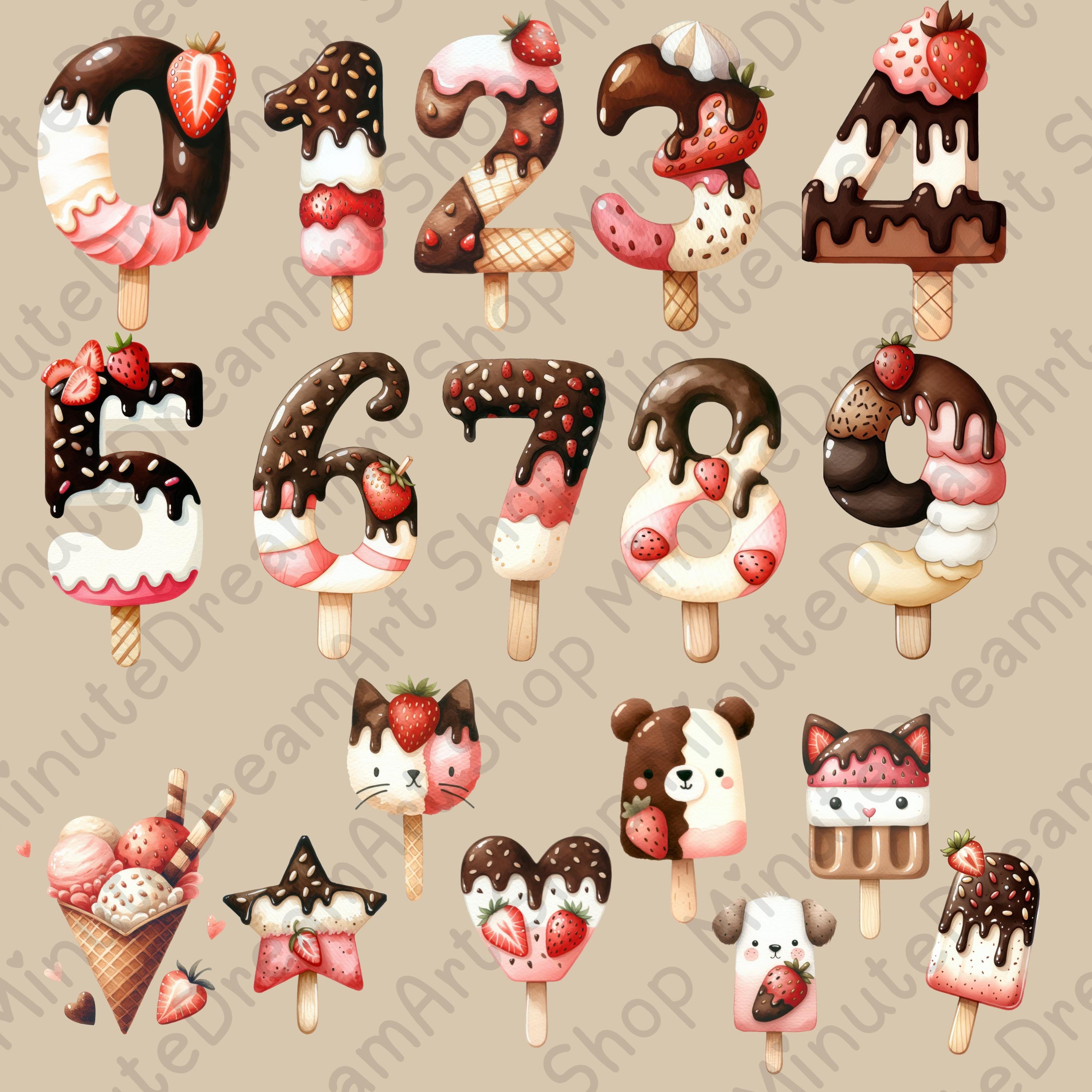 Ice Cream Alphabet and Numbers Clipart, Tropical Summer Letters PNG ...