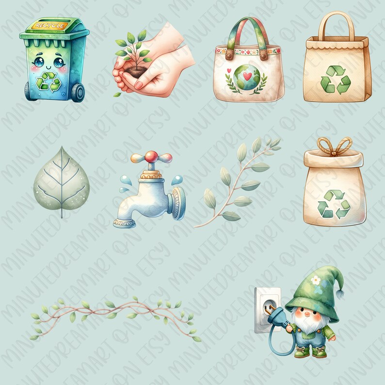 Green Gnome Clipart, Earth Day Clipart, Watercolor Sublimation, Plant ...