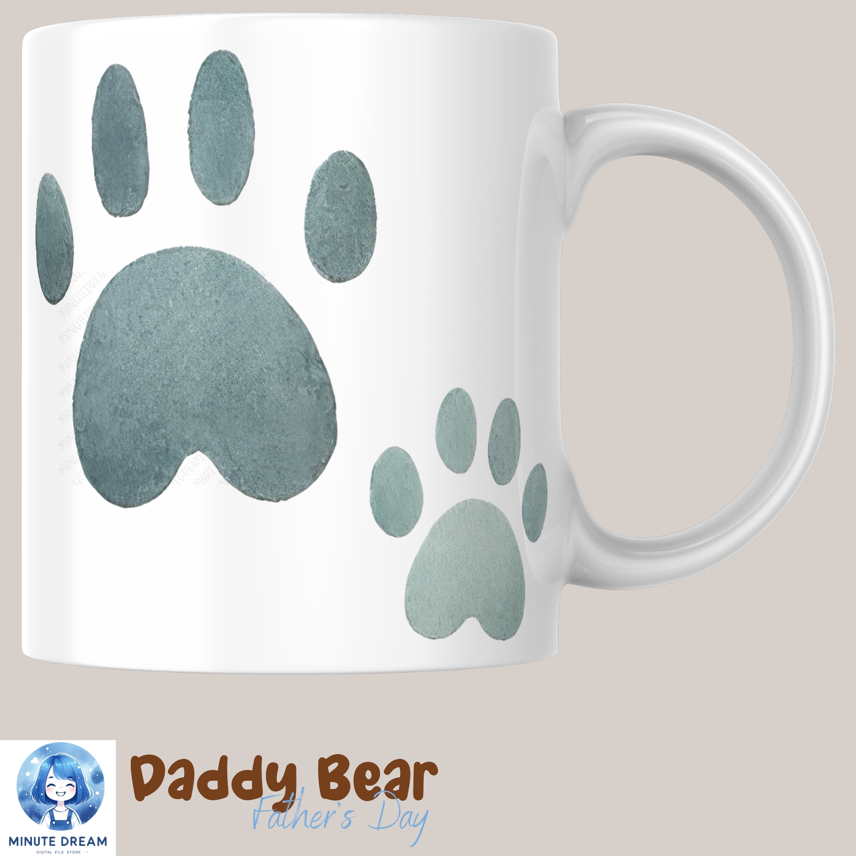 Daddy Bear Clipart, Father's Day, Watercolor Sublimation, Nursery, Dad ...