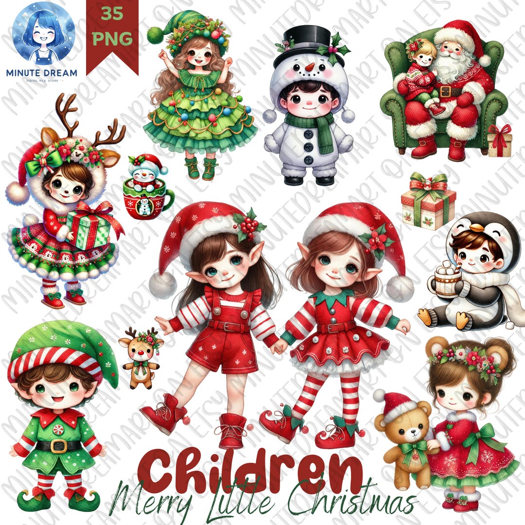 Joyful Christmas Kids Clipart, Merry Little Christmas Holiday ...