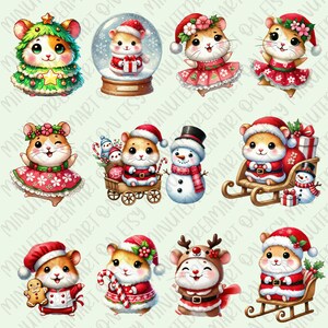 Cute Hamster Clipart, Santa Animal Png, Merry Christmas Png, Gift for ...