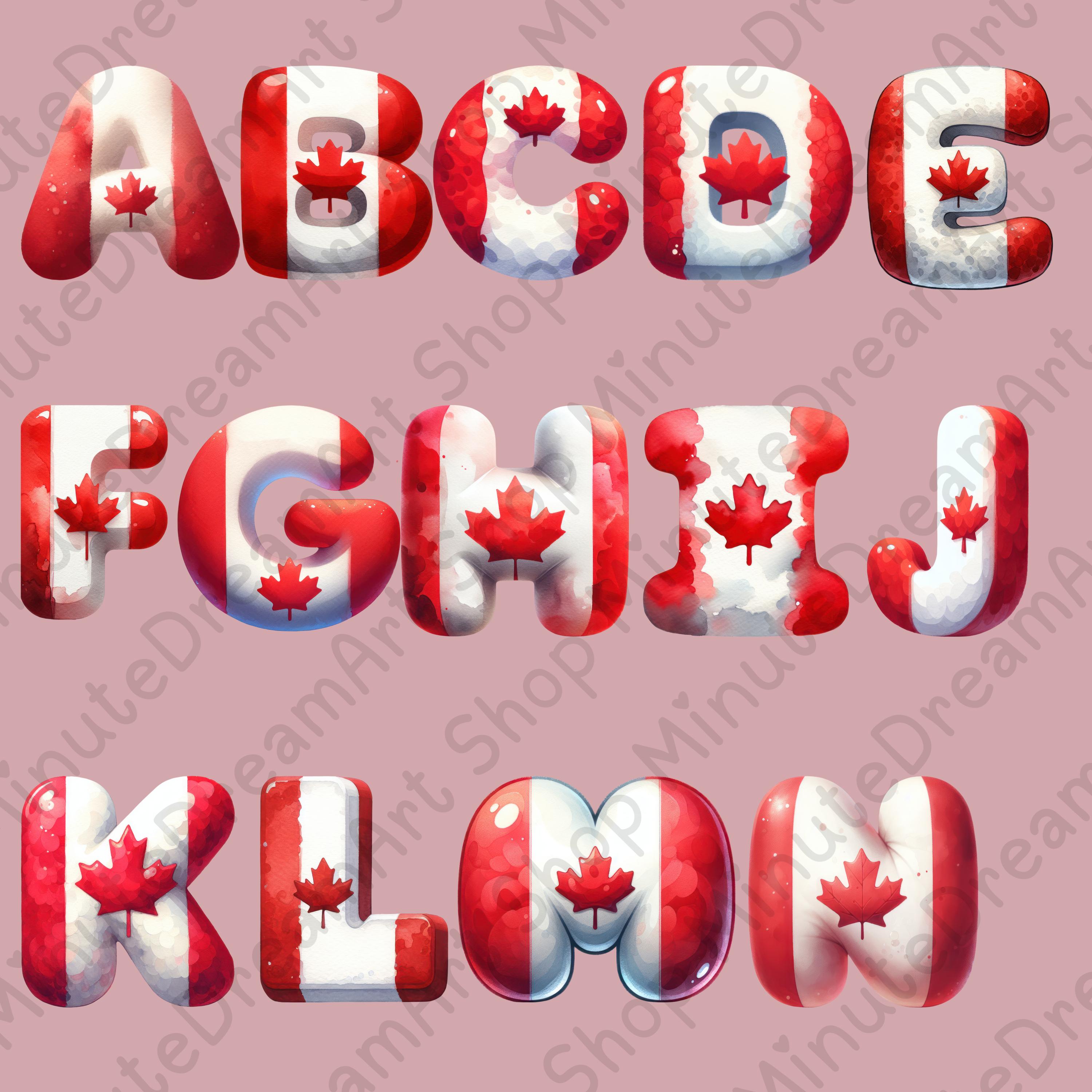 Canada Day Clipart: Maple Leaf Alphabet & Numbers (PNG Digital Download ...
