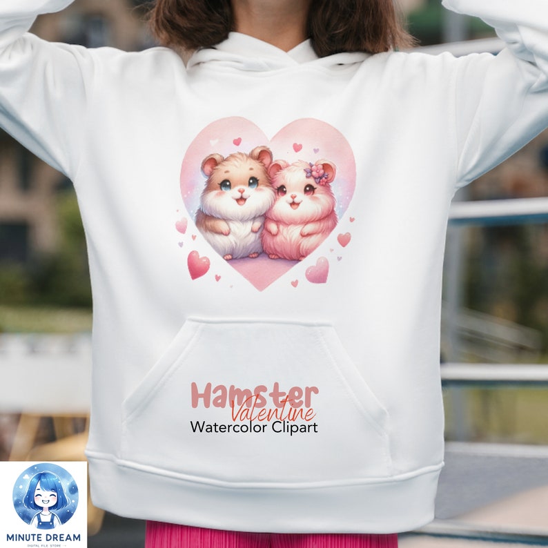 Cute Hamster Valentine Clipart, Valentine's Day, Watercolor Sublimation ...