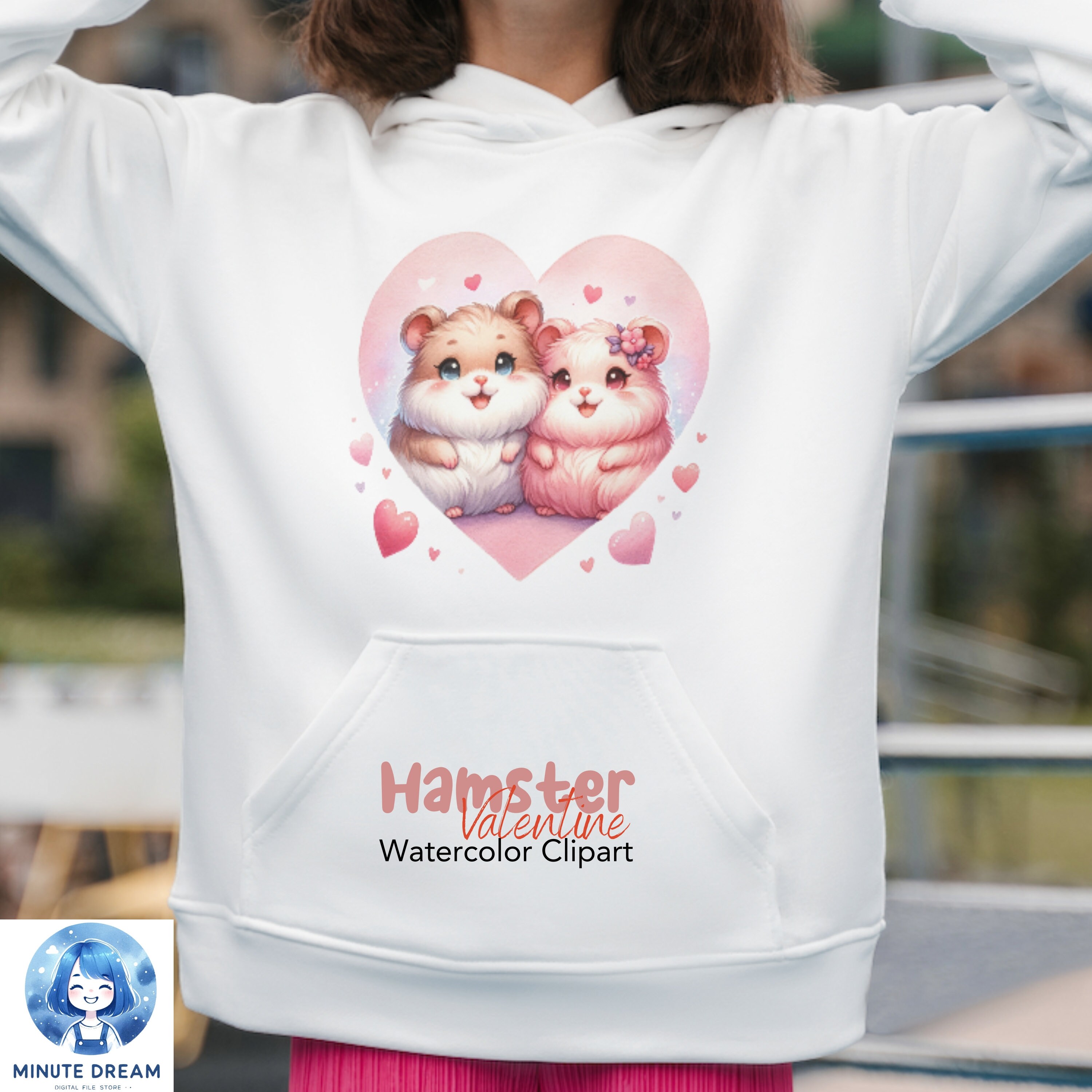 Cute Hamster Valentine Clipart, Valentine's Day, Watercolor Sublimation ...