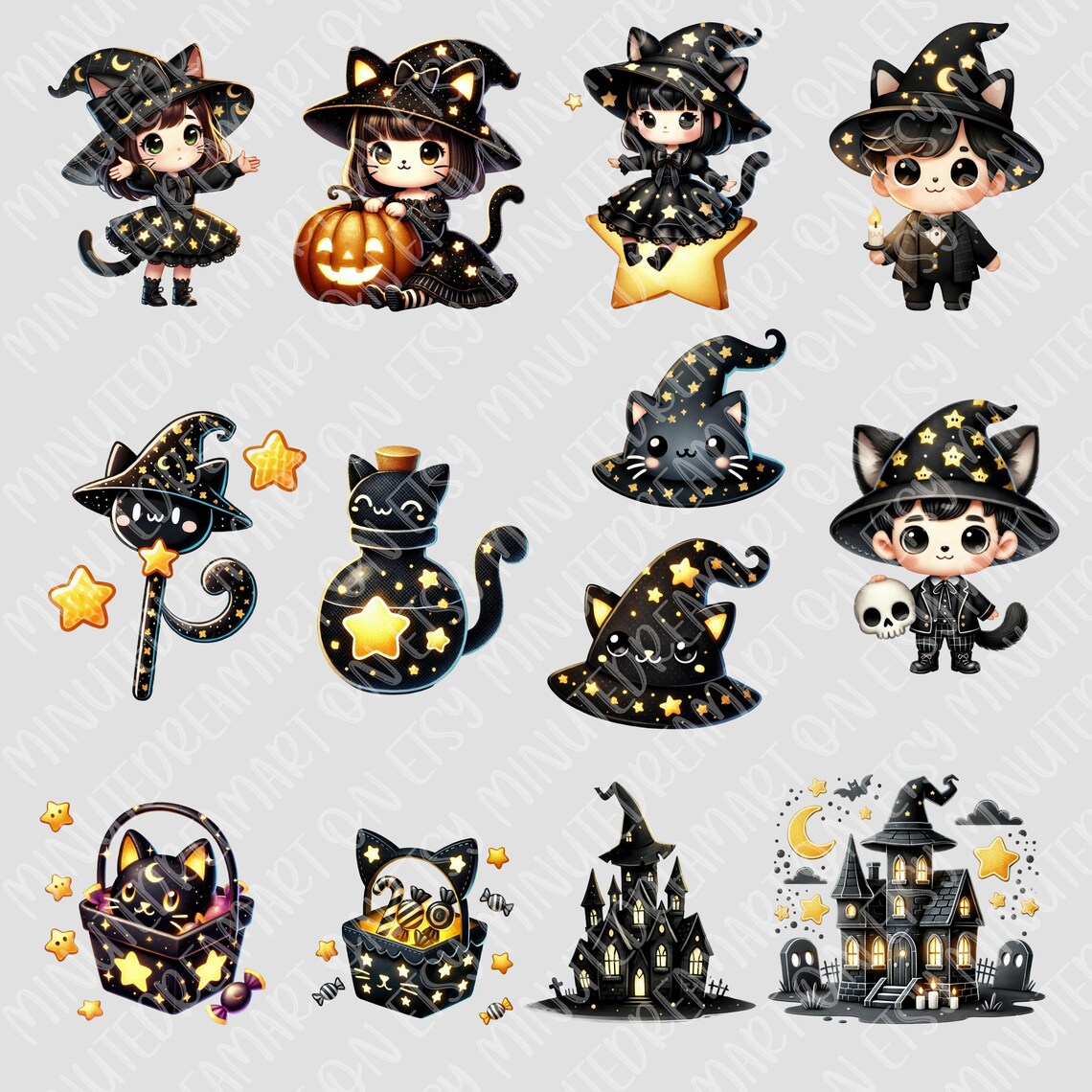 Ghost Cat Clipart, Kitten Witch Party, Halloween Png, Gift for KID ...