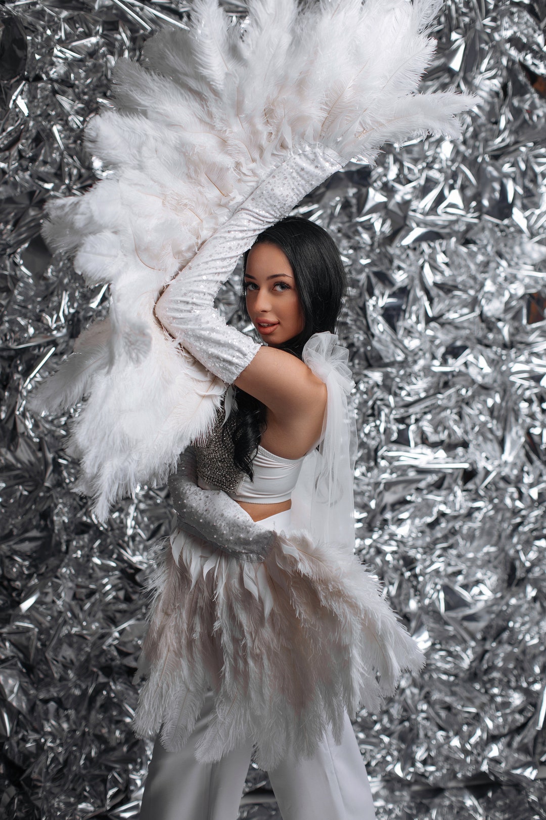 Feather Wings Angel Wings Arm Wings for Dance Cosplay Wings White Arm ...