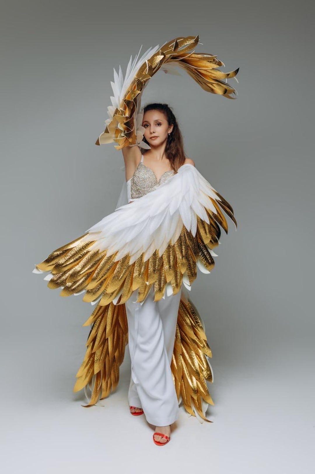 Gold and White Wings Costume,gold and White Wings and Tail, Cosplay ...