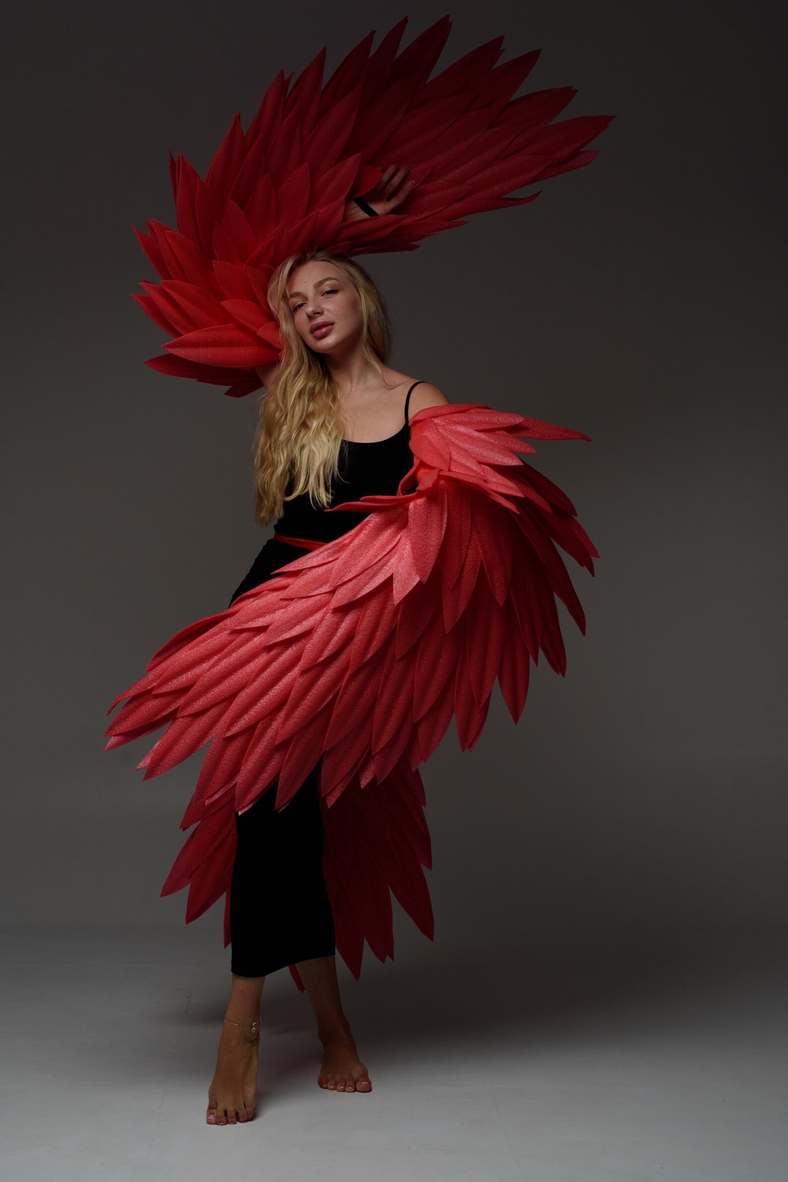 Red Wings and Tail Costume, Bird Wings Costume Cosplay, Big Bird Wings ...