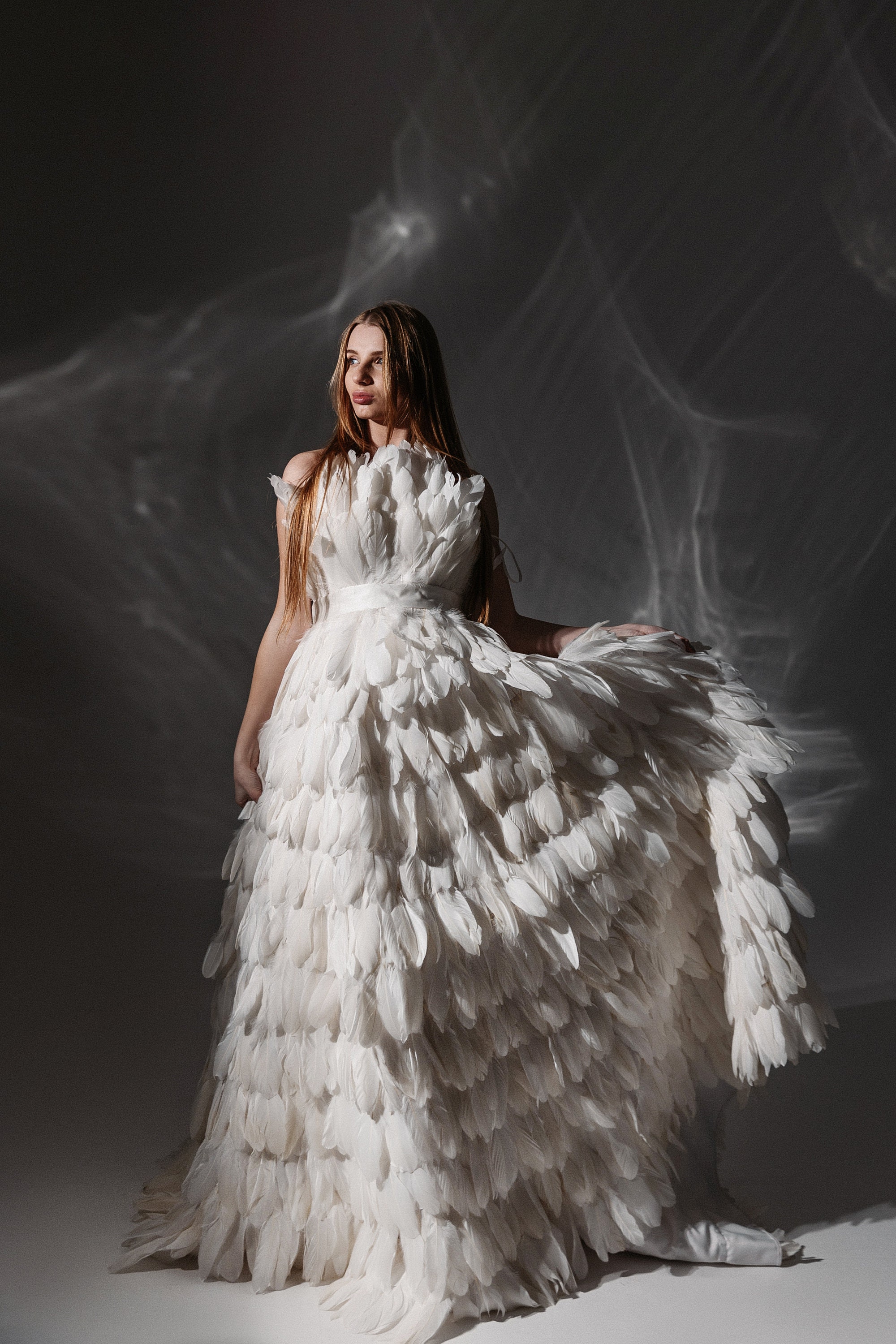 White Feather Dress Maternity Feather Dress Feather Dress Natural ...