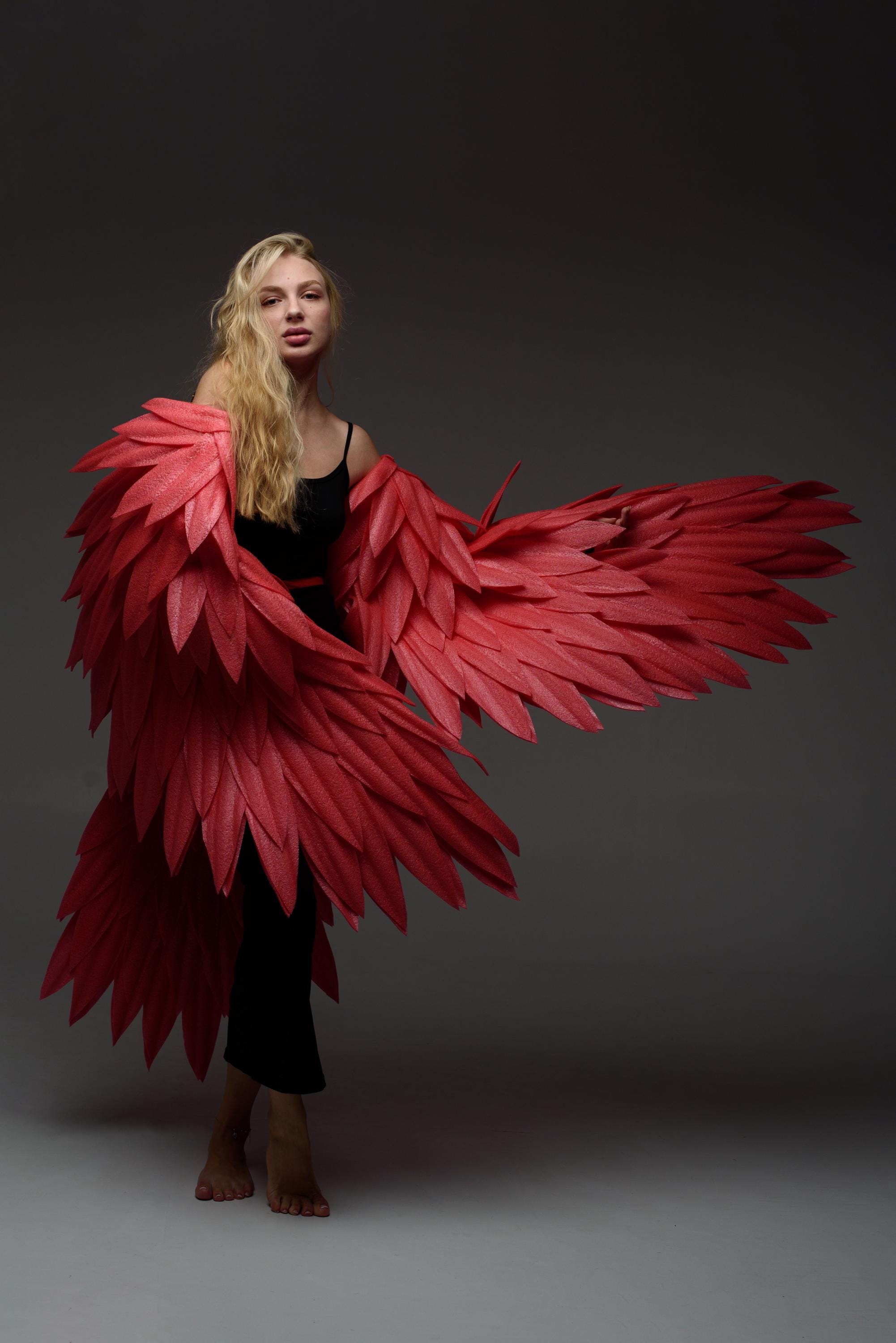 Red Wings and Tail Costume, Bird Wings Costume Cosplay, Big Bird Wings ...