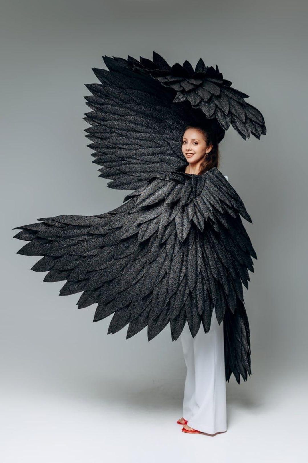 Black Movable Angel Wings, Flexible Bird Costume, Dance Wings - Etsy