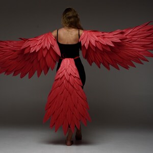 Red Wings and Tail Costume, Bird Wings Costume Cosplay, Big Bird Wings ...