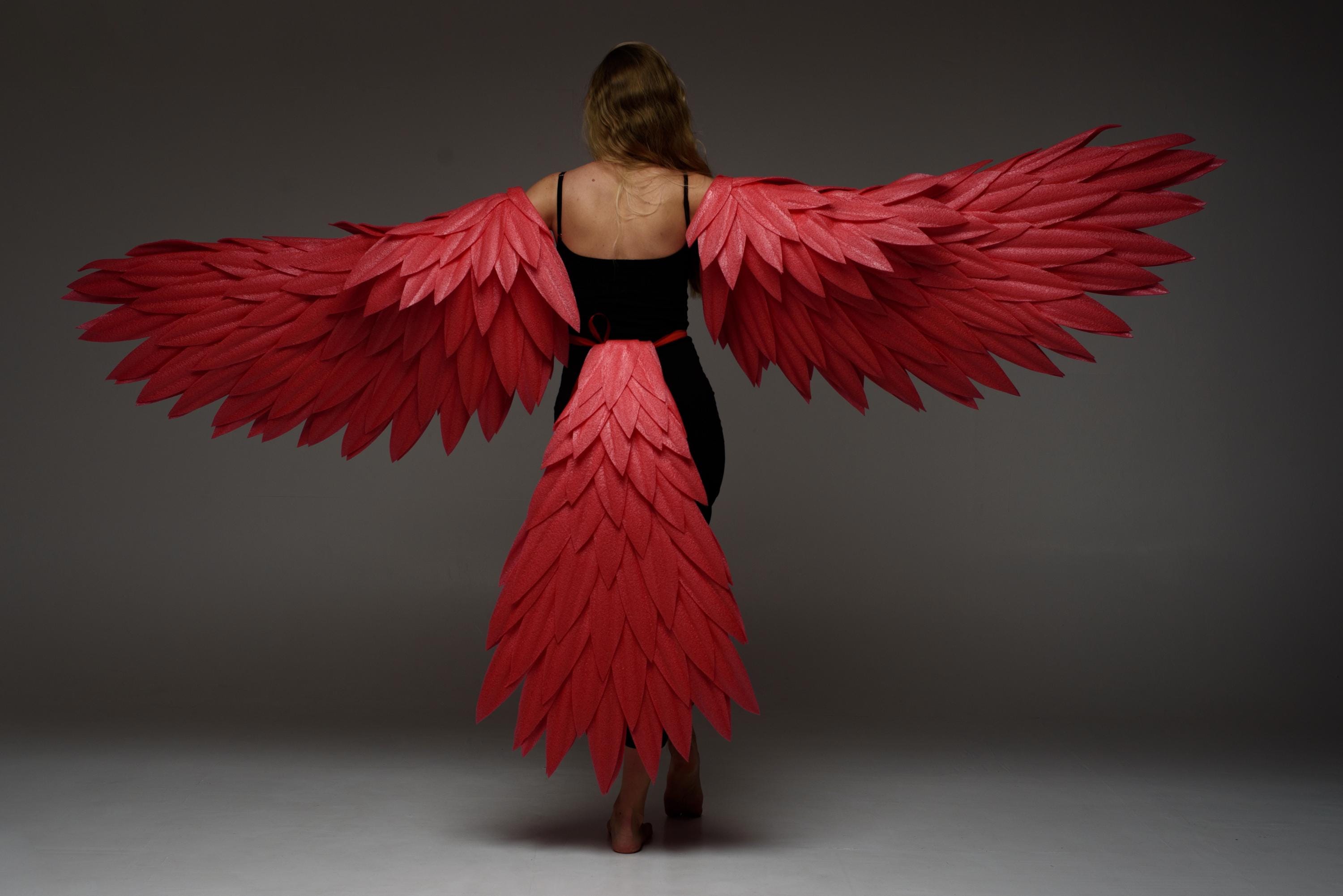 Red Wings and Tail Costume, Bird Wings Costume Cosplay, Big Bird Wings ...