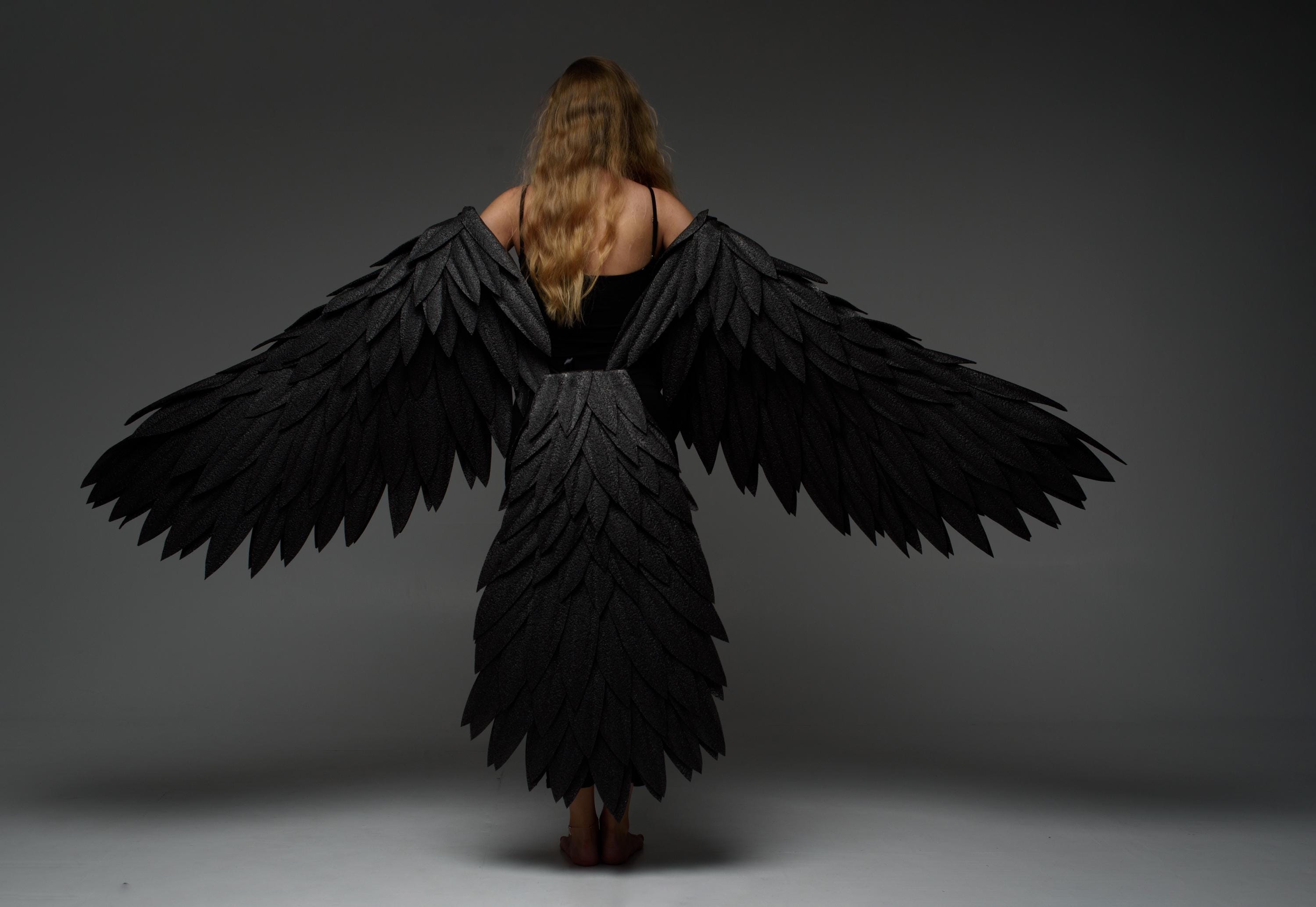 Black Wings and Tail Costume, Bird Wings Costume Cosplay, Black Wings ...