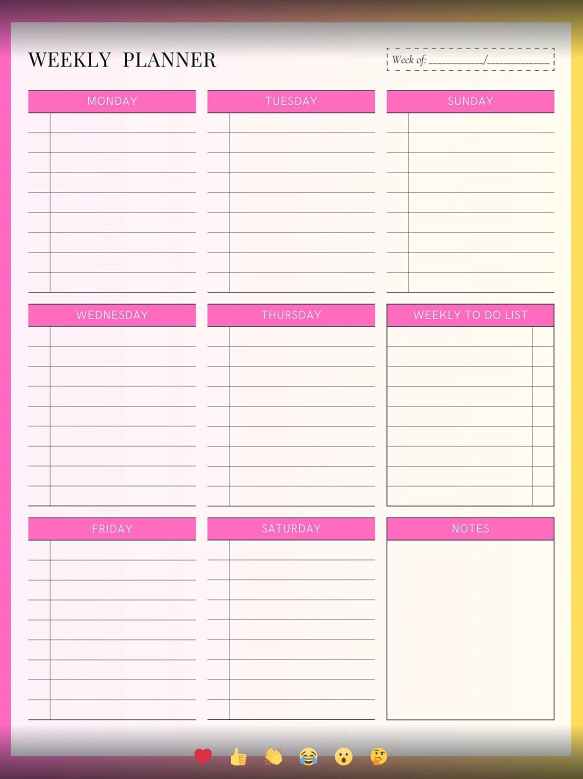 Weekly Planner Printable to Do List, Minimal Weekly Schedule, Weekly ...