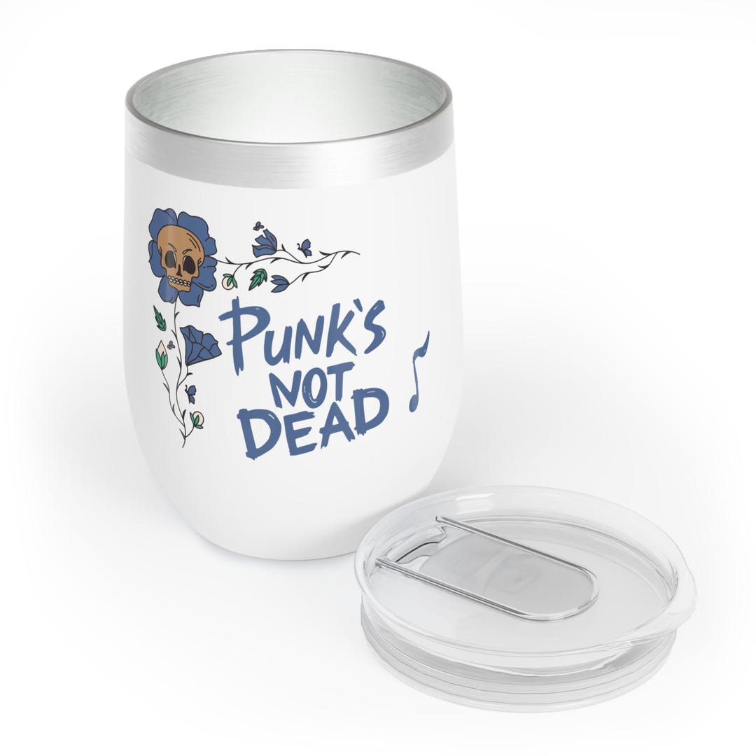 Punks Not Dead Wine Tumbler | Graffiti Skull Flowers Emo Millennial Alt ...