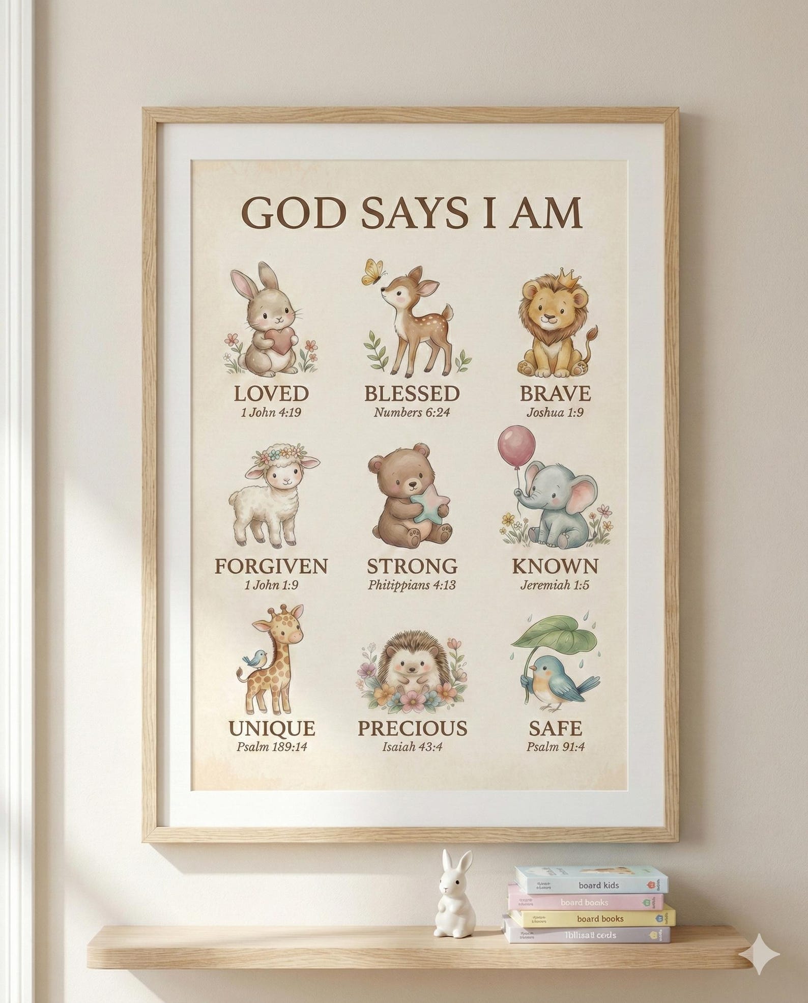 God Says I Am Printable, Christian Nursery Wall Art, Bible Verse Animal ...