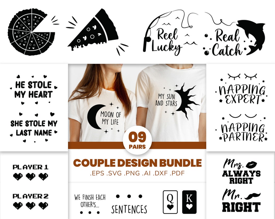 Couple Svg Bundle, T Shirt, Couple Mug, His and Hers Matching Couples ...