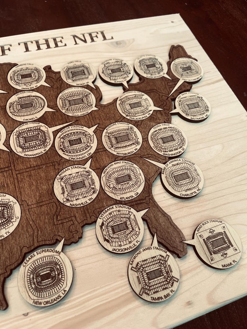 Personalized NFL Stadium Tour Map – Laser Engraved Football Tracker - Etsy