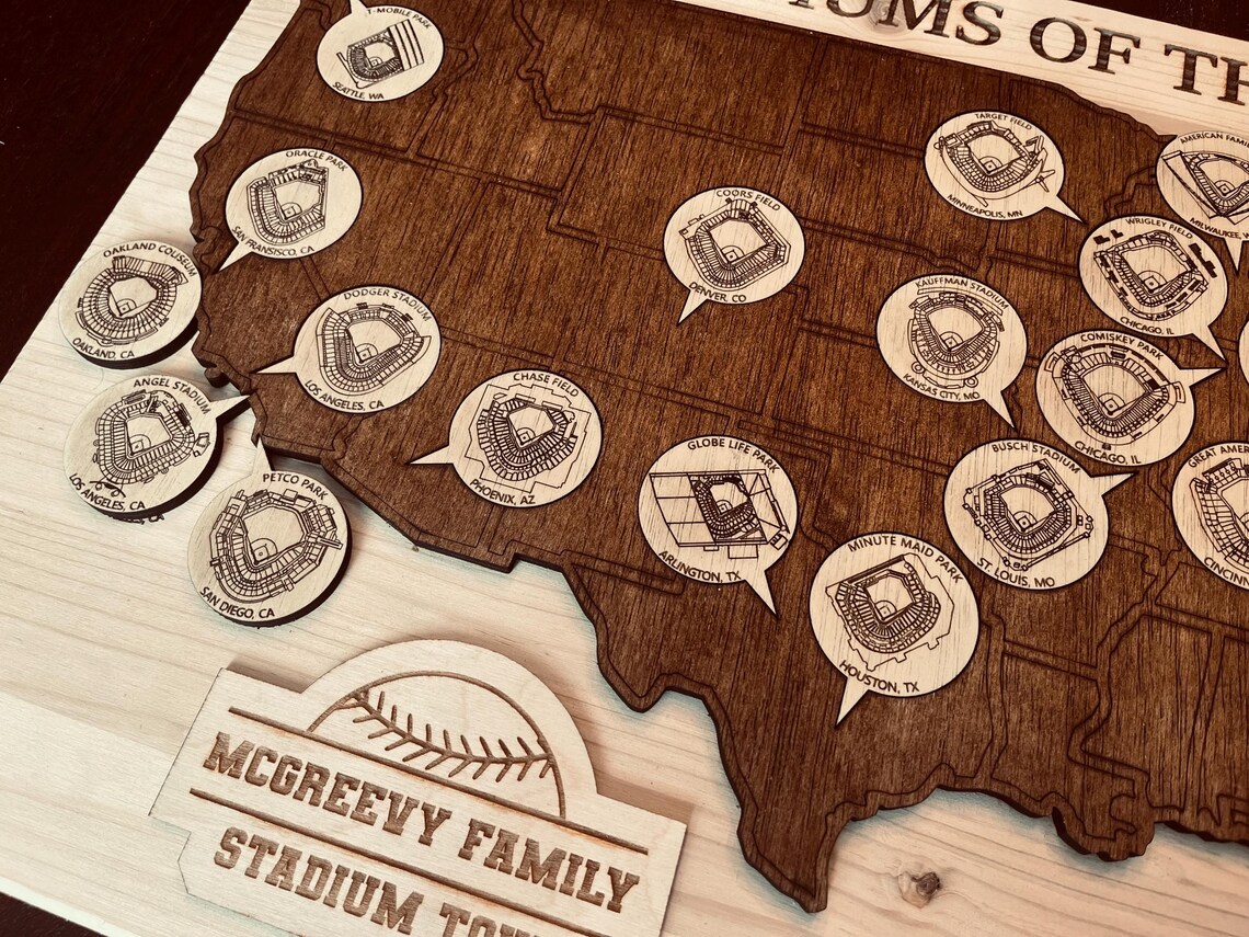 Personalized MLB Stadium Tour Map – Laser Engraved Baseball Tracker - Etsy