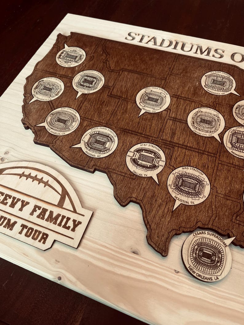 Personalized NFL Stadium Tour Map – Laser Engraved Football Tracker - Etsy