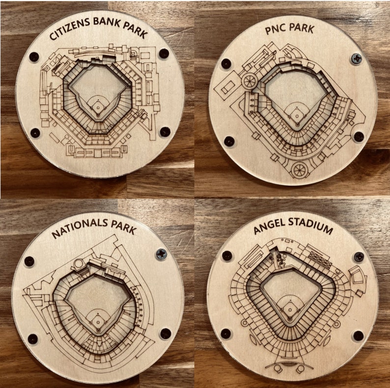 Pro Baseball Stadium Coasters - 3D Wood Coaster, MLB Gift, Baseball ...
