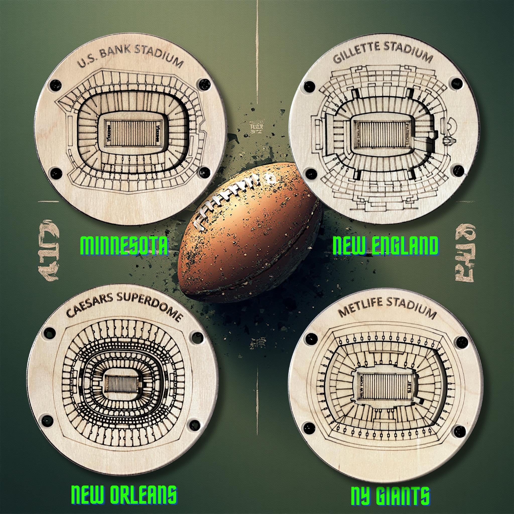 Pro Football Stadium Coasters - 3D Wood Coaster, NFL Gift, Football ...