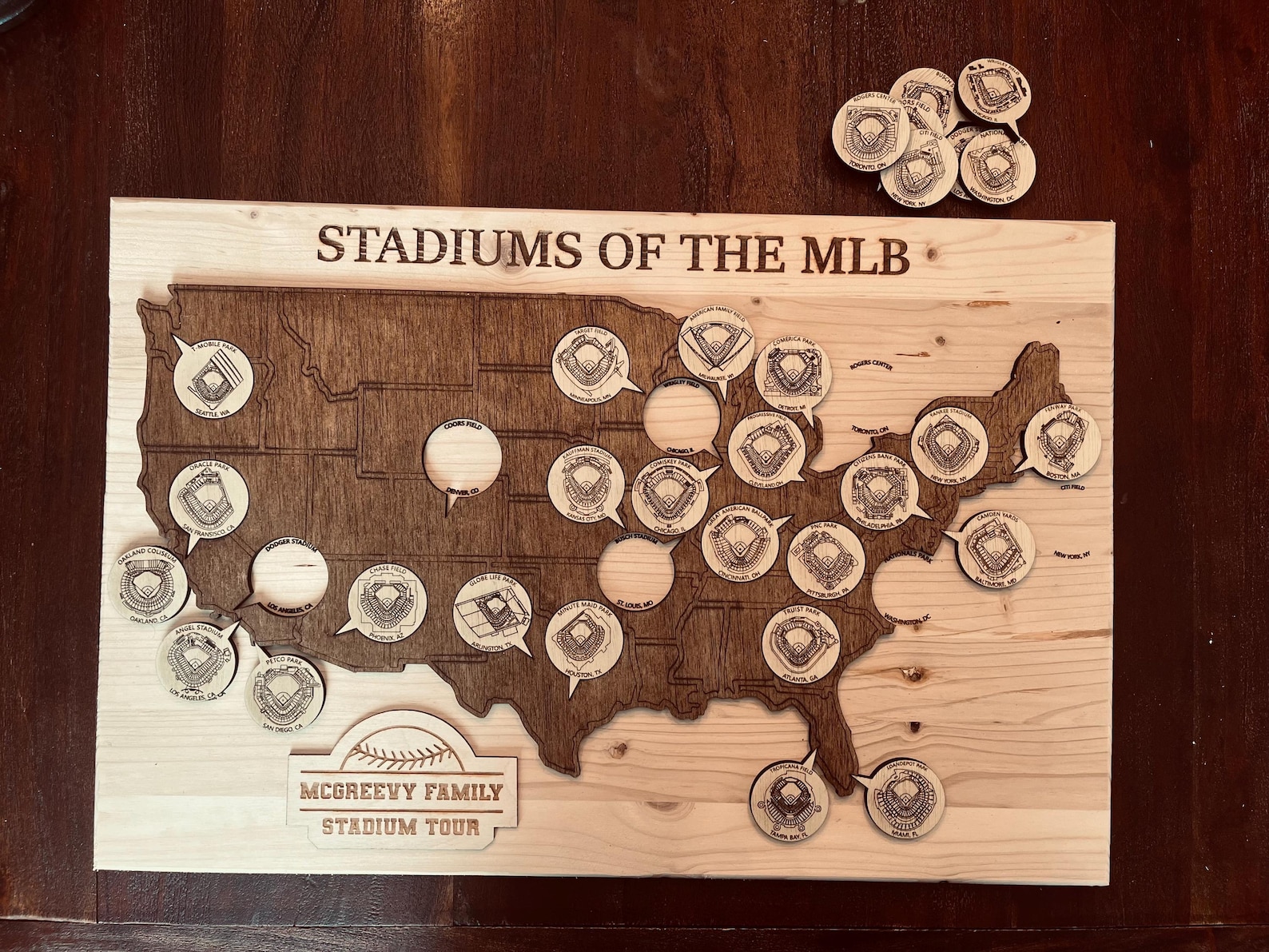 Personalized MLB Stadium Tour Map – Laser Engraved Baseball Tracker - Etsy