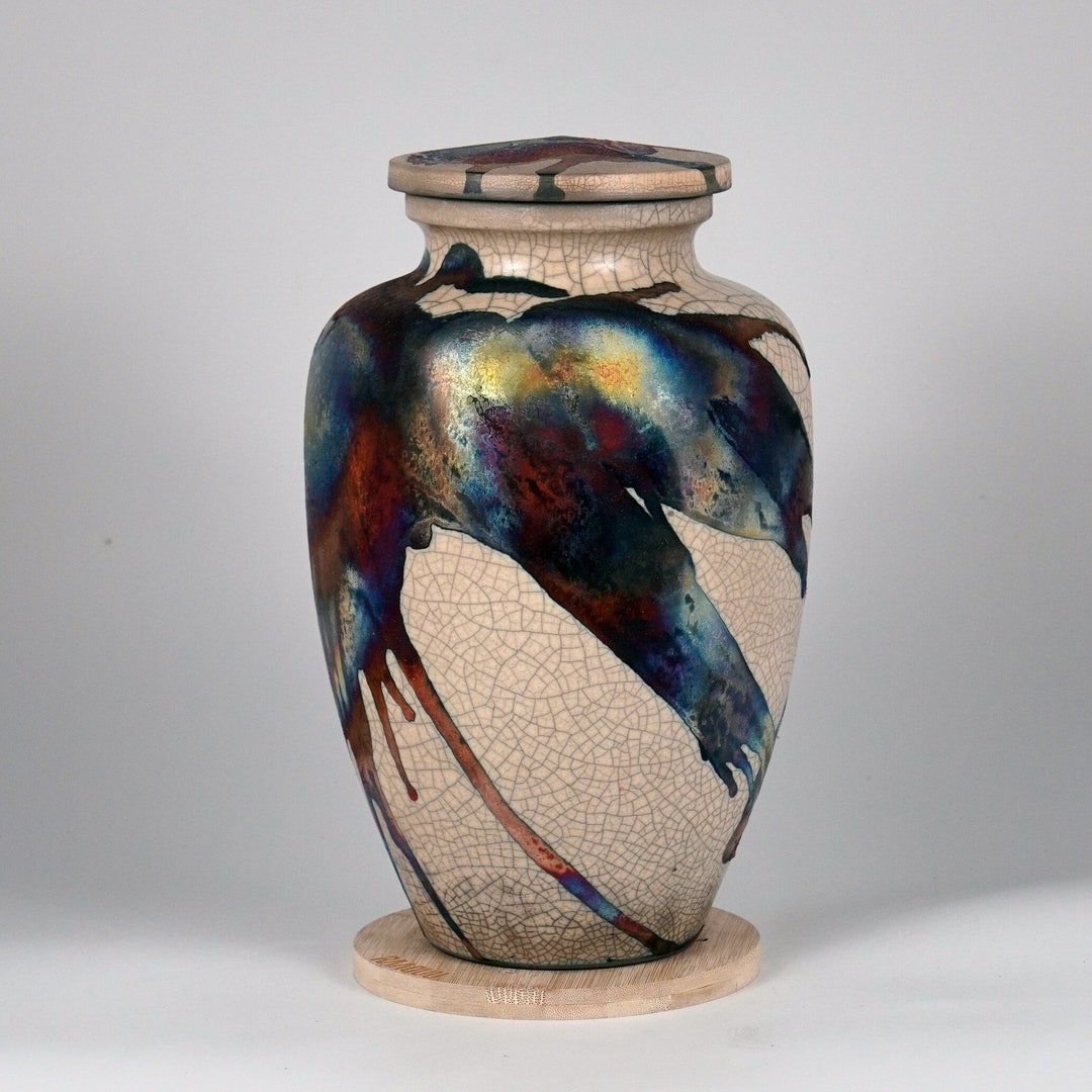 Omoide Ceramic Memorial Gift Urn for Adult Remains S/N8000018 Raku ...