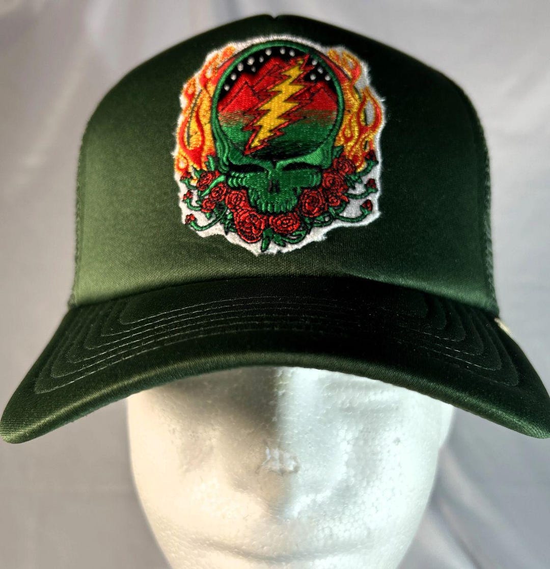 Grateful Dead "fire on the Melon" Foam Trucker - Dark Green - Etsy