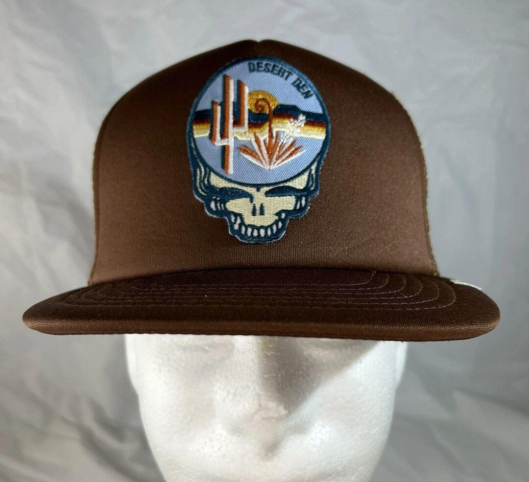 Desert Den “desert Sun Stealie” Flat Brim Foam Trucker - Light Brown - Etsy