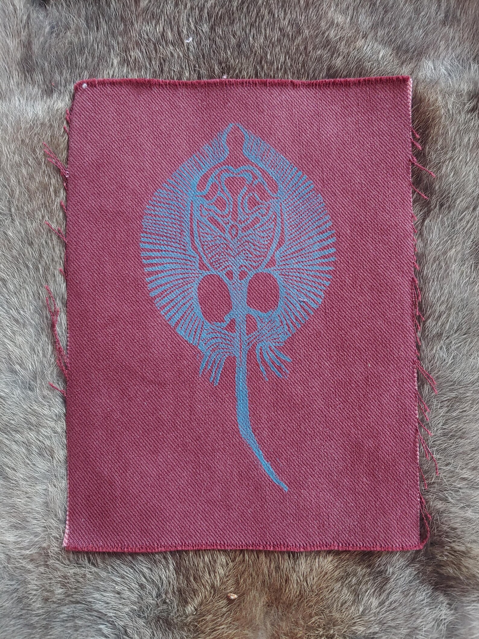 Stingray Skeleton Linocut Patch - Etsy