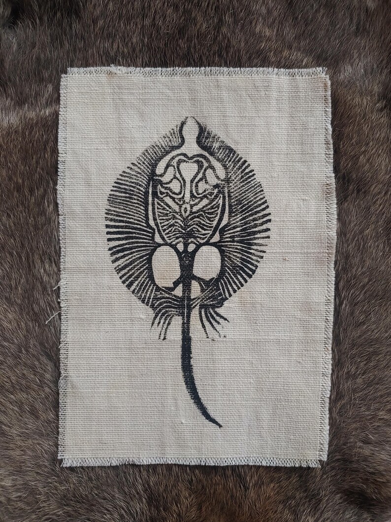 Stingray Skeleton Linocut Patch - Etsy