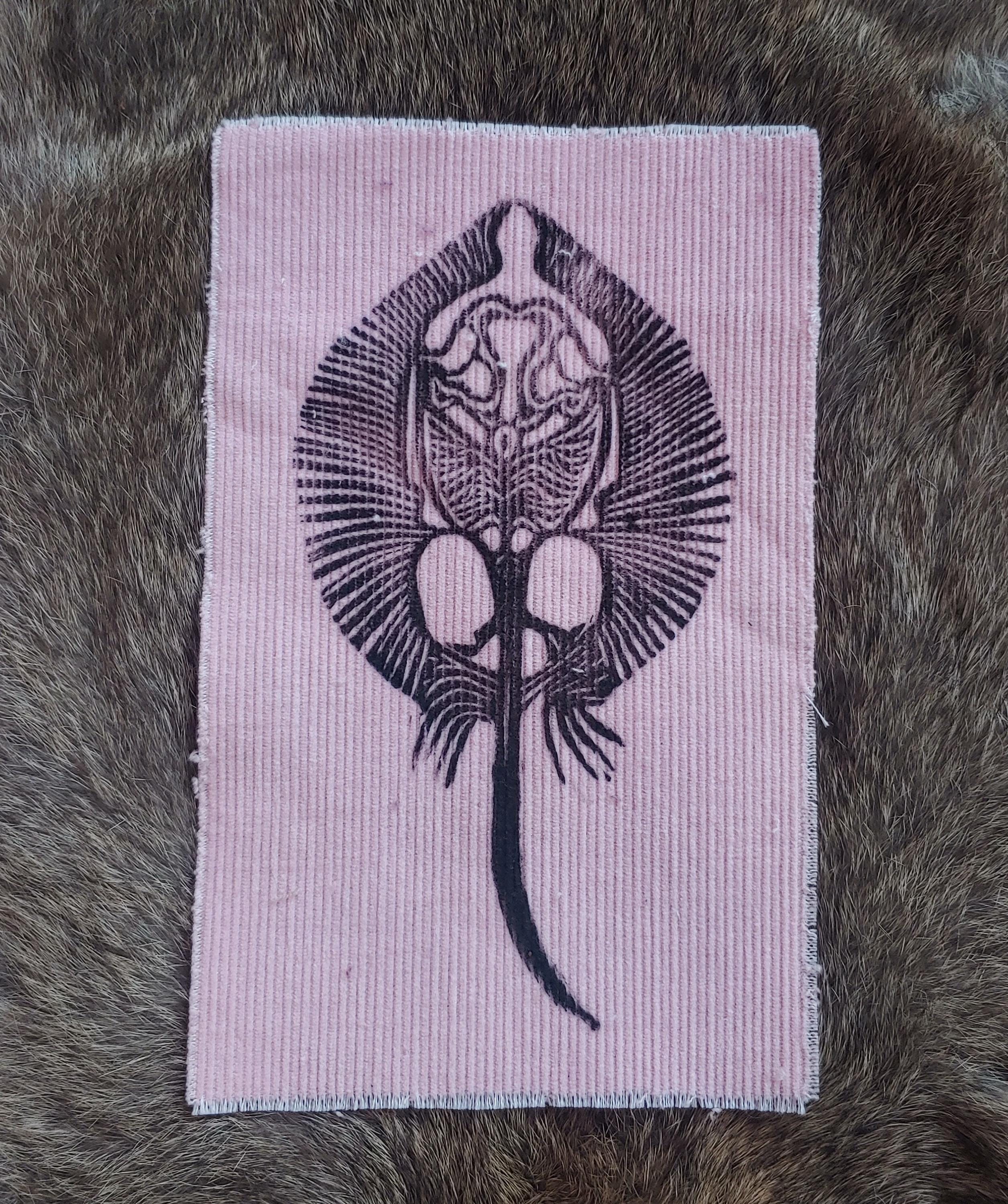 Stingray Skeleton Linocut Patch - Etsy
