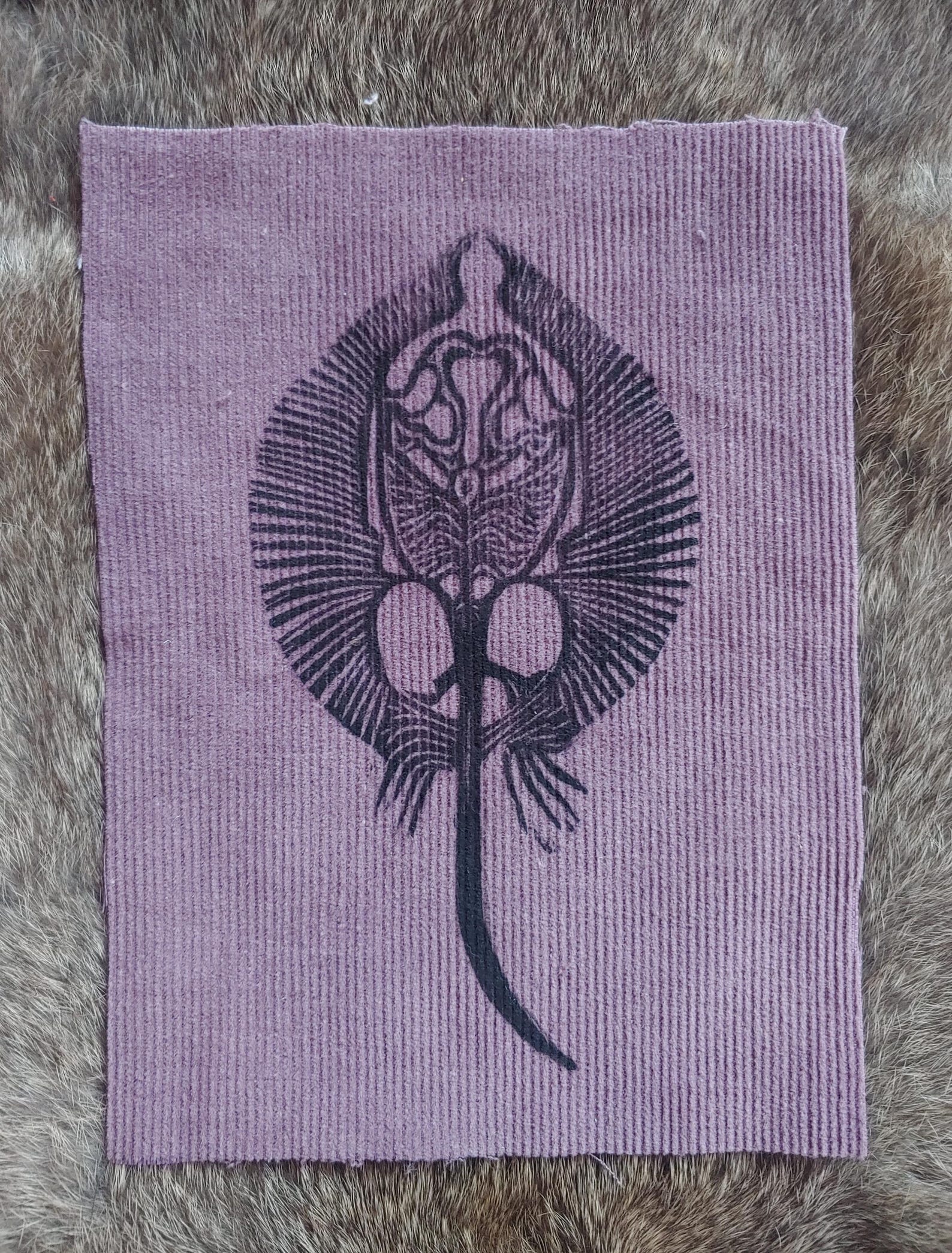 Stingray Skeleton Linocut Patch - Etsy