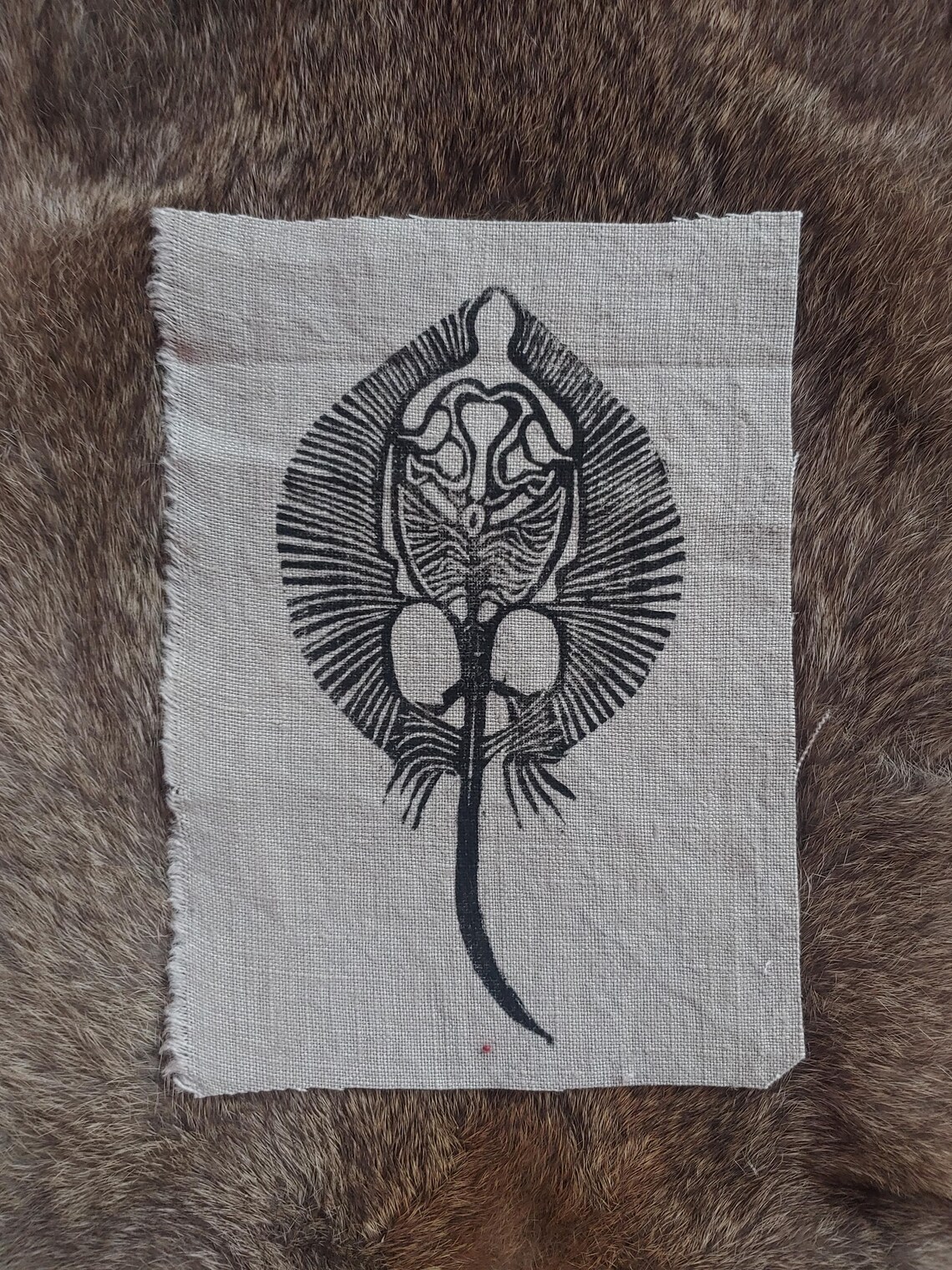 Stingray Skeleton Linocut Patch - Etsy