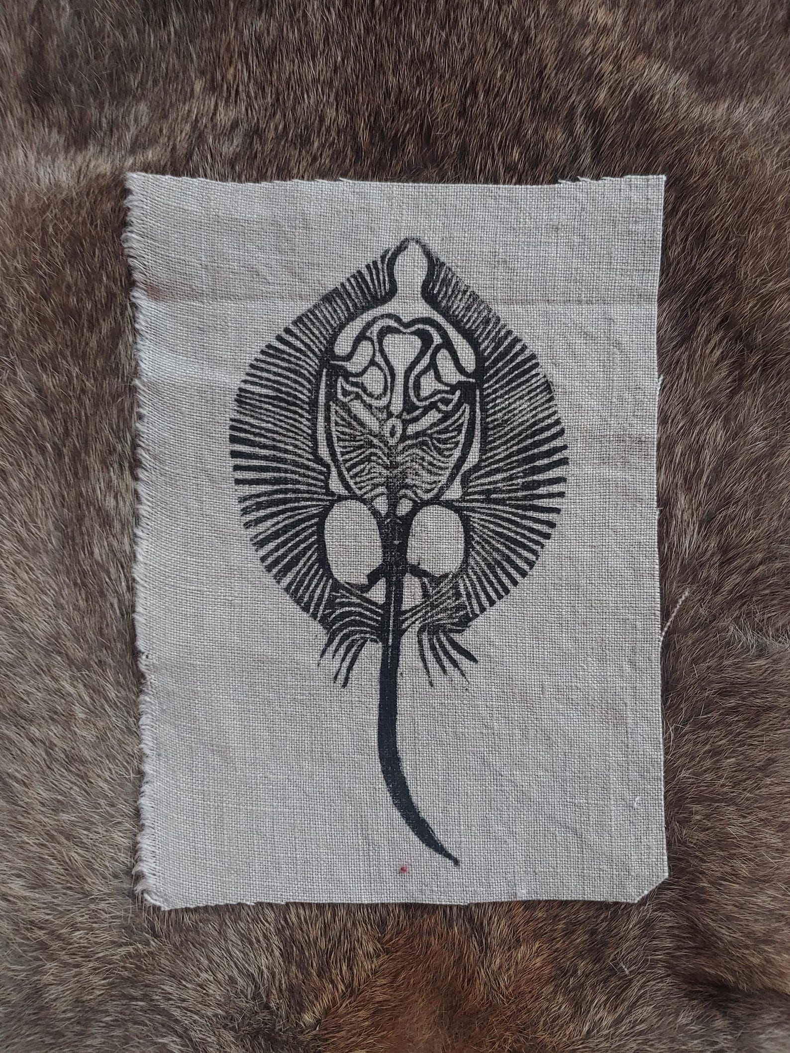 Stingray Skeleton Linocut Patch - Etsy