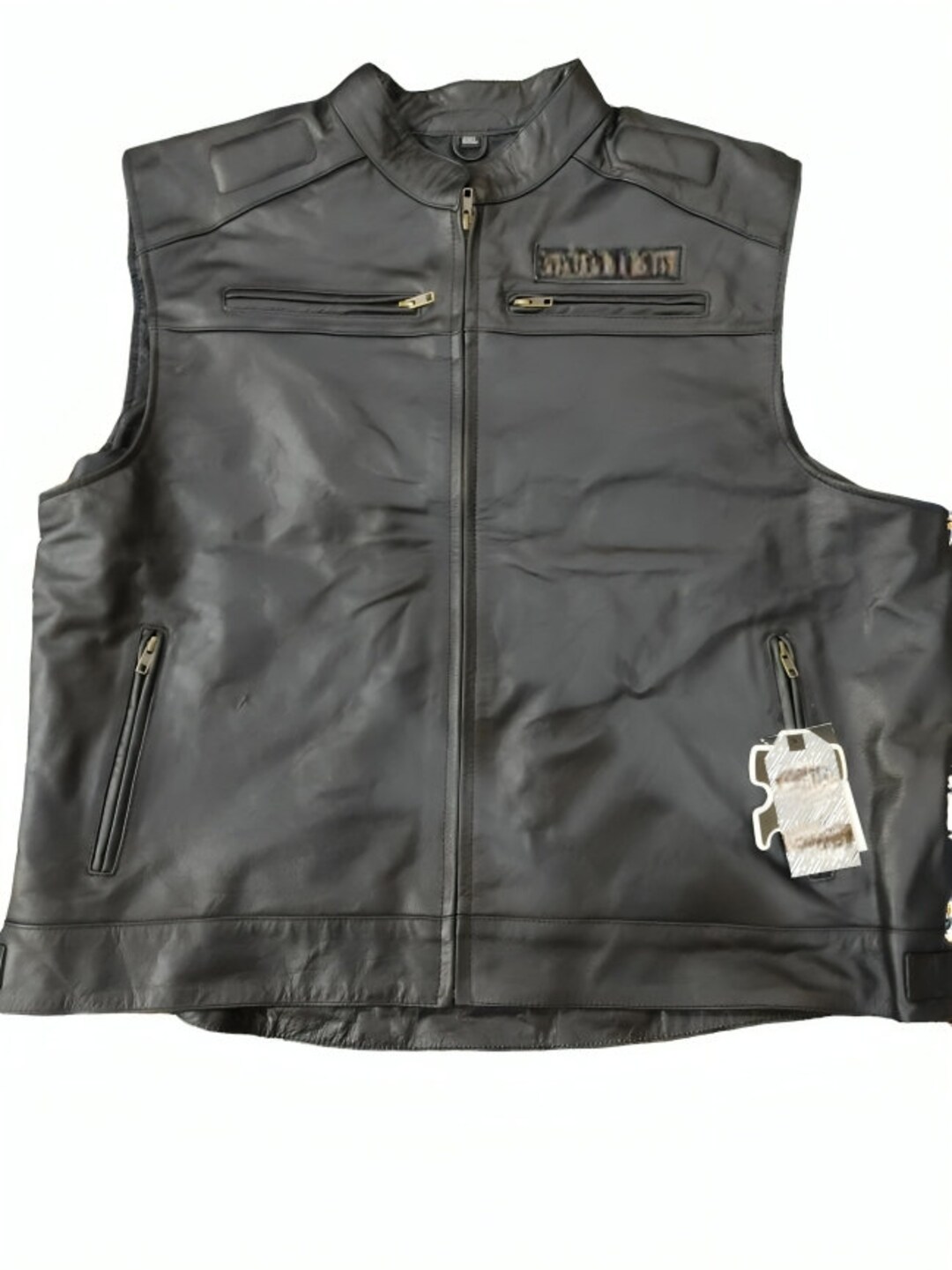 Handmade Black Mens Leather Vest Biker Style, Casual Outerwear in ...