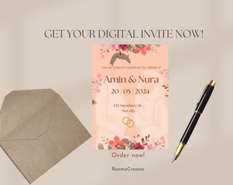 Elegant Nikkah Ceremony Invitation Digital Islamic Wedding Card Instant ...