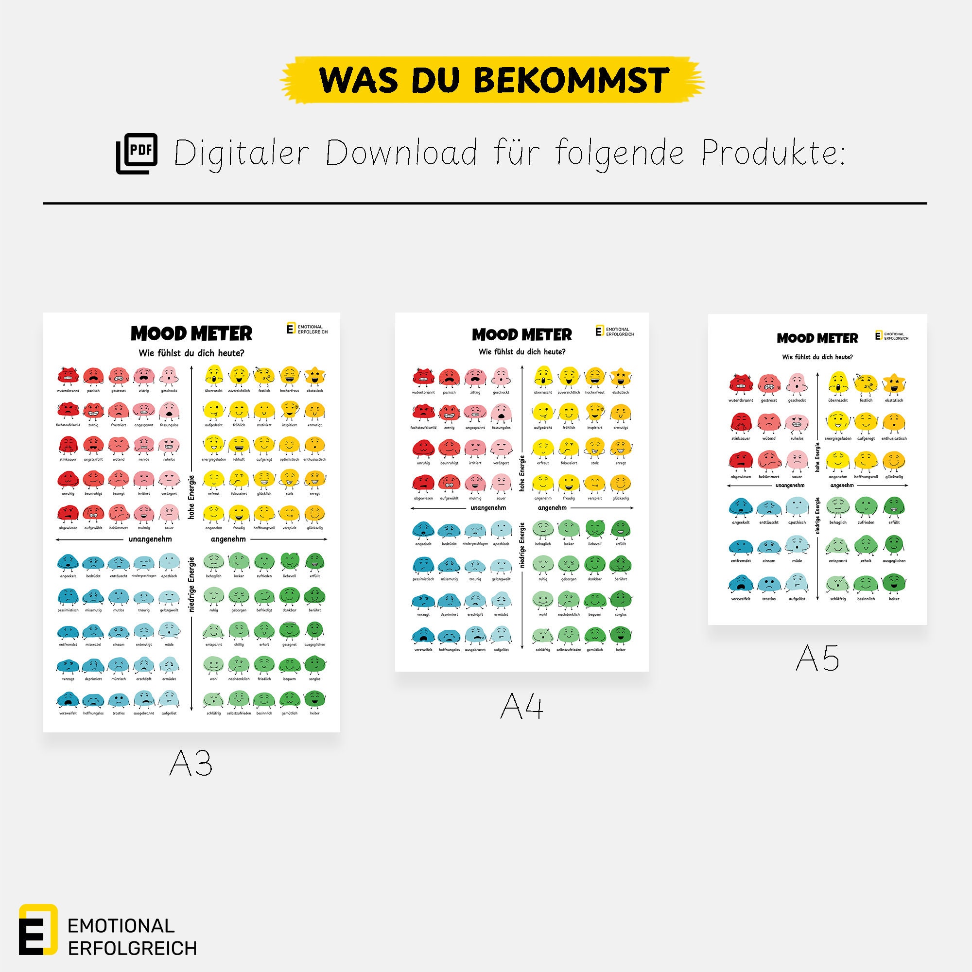 SET: Mood Meter Emochi Flashcards Emotionen Gefühle Emotionale ...