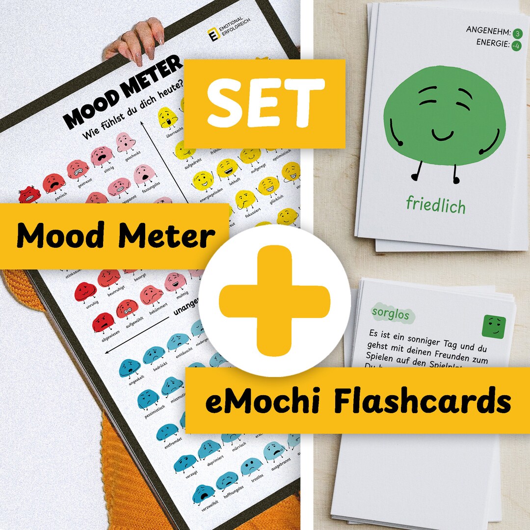 SET: Mood Meter Emochi Flashcards Emotionen Gefühle Emotionale ...
