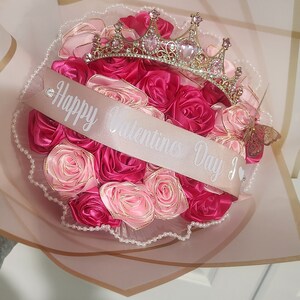 Eternal Roses Bouquets 2 Dozens W/crown and Butterflies Ramo Buchon ...