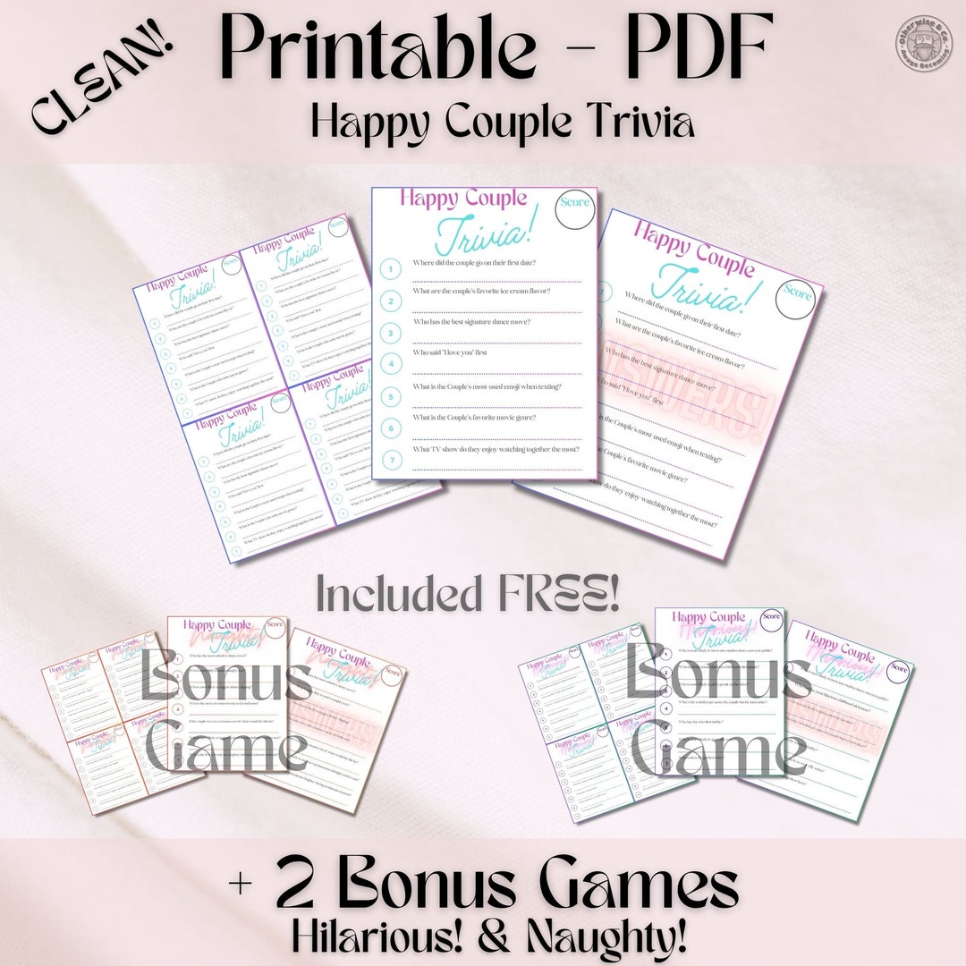 Elevate Your Celebration With Our Happy Couple Trivia Game Instant ...