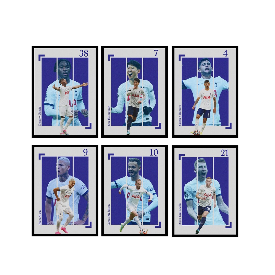 Tottenham Hotspur Poster Prints Set of 6 Prints: Son Maddison Udogie ...